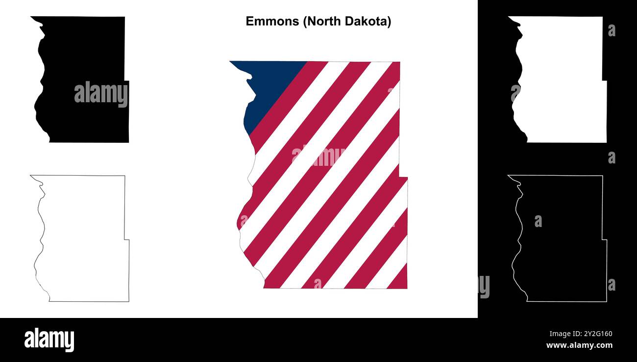 Emmons County (North Dakota) outline map set Stock Vector Image & Art ...