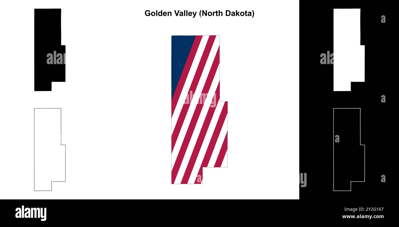 Golden Valley County (North Dakota) outline map set Stock Vector Image ...