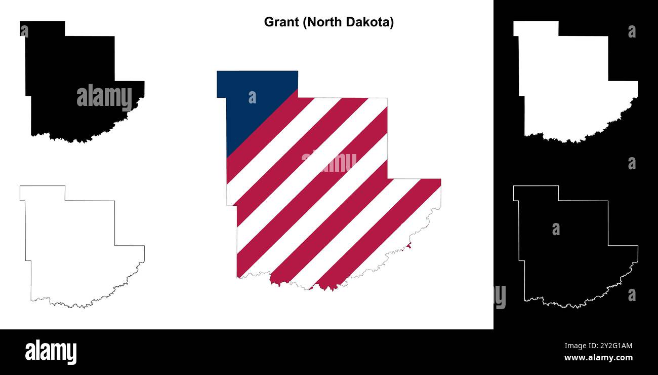 Grant County (North Dakota) outline map set Stock Vector Image & Art ...