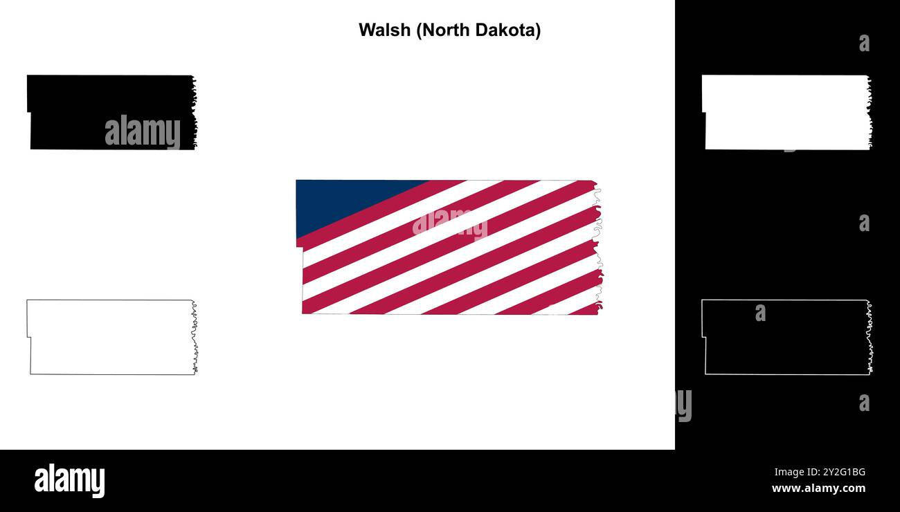 Walsh County (North Dakota) outline map set Stock Vector Image & Art ...
