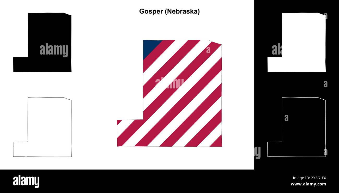 Gosper County (Nebraska) outline map set Stock Vector Image & Art - Alamy