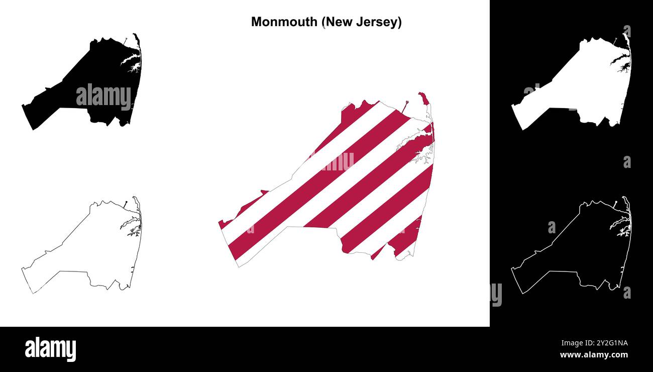 Monmouth County (New Jersey) outline map set Stock Vector Image & Art ...