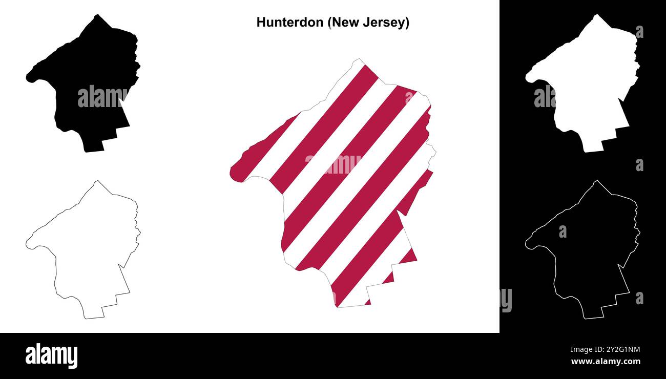 Hunterdon County (New Jersey) outline map set Stock Vector Image & Art ...