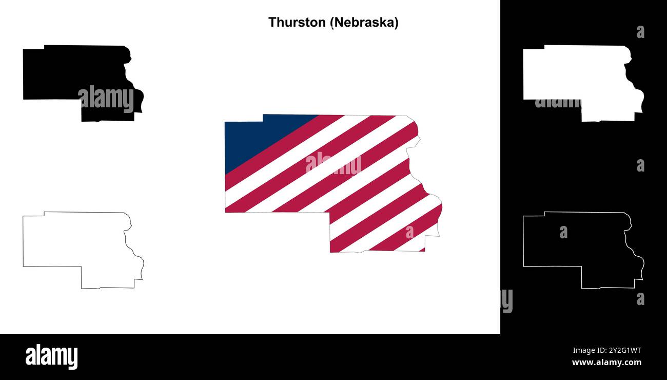Thurston County (Nebraska) outline map set Stock Vector Image & Art - Alamy