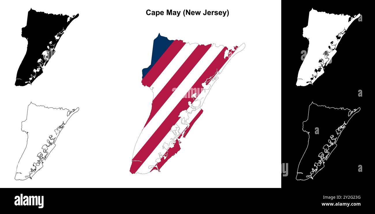 Cape May County (New Jersey) outline map set Stock Vector Image & Art ...