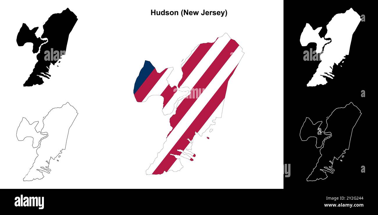 Hudson County (New Jersey) outline map set Stock Vector Image & Art - Alamy