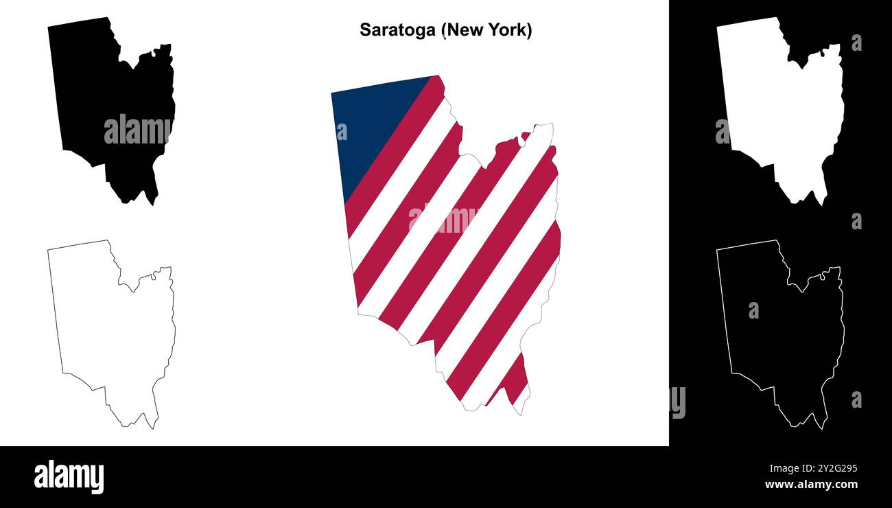 Saratoga County (New York) outline map set Stock Vector Image & Art - Alamy