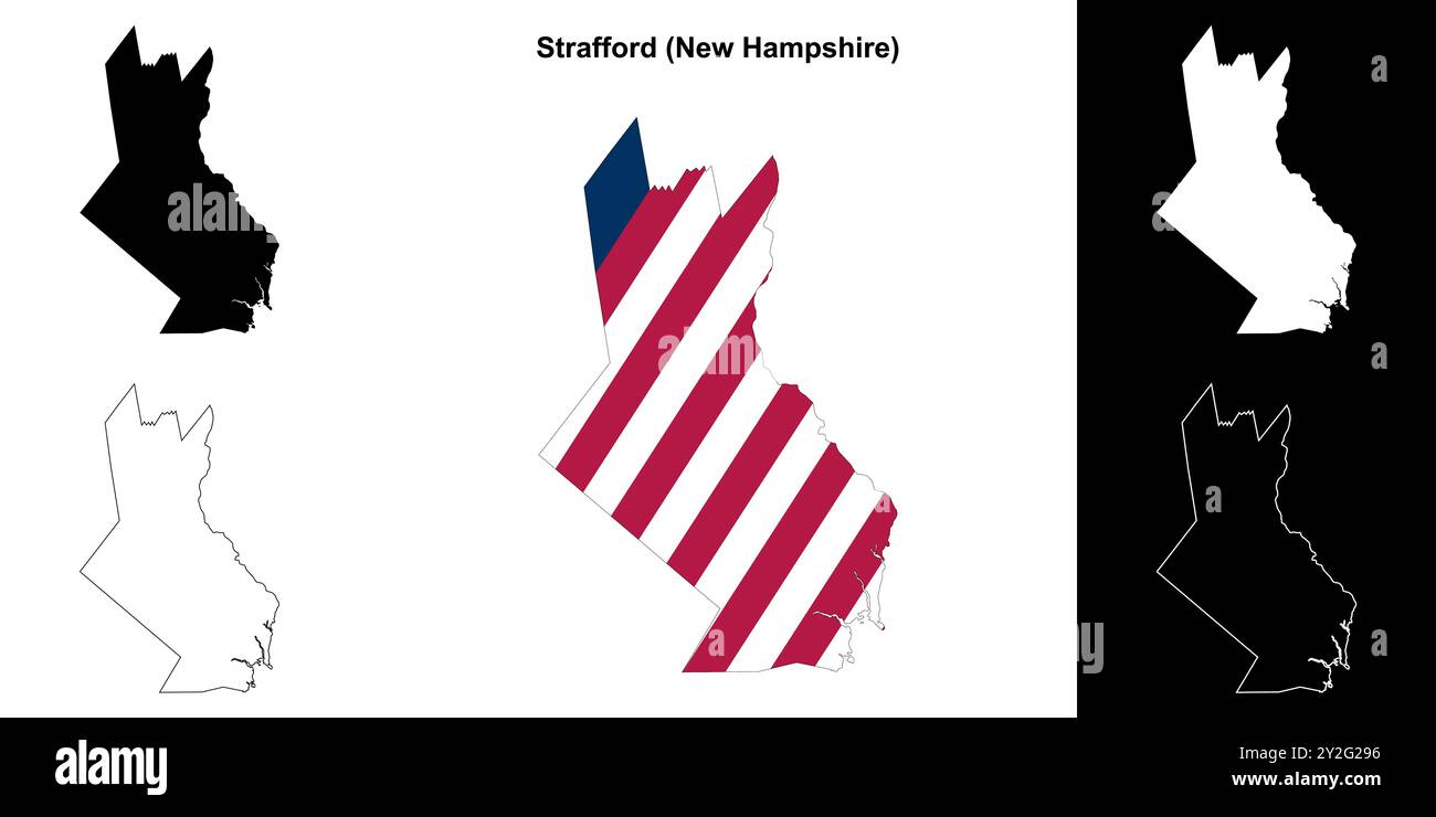 Strafford County (New Hamshire) outline map set Stock Vector Image ...