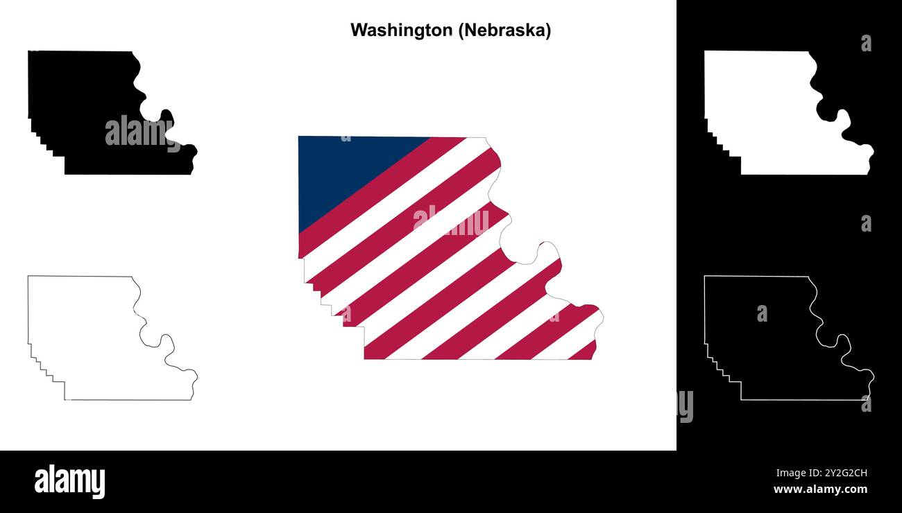 Washington County (Nebraska) outline map set Stock Vector Image & Art ...