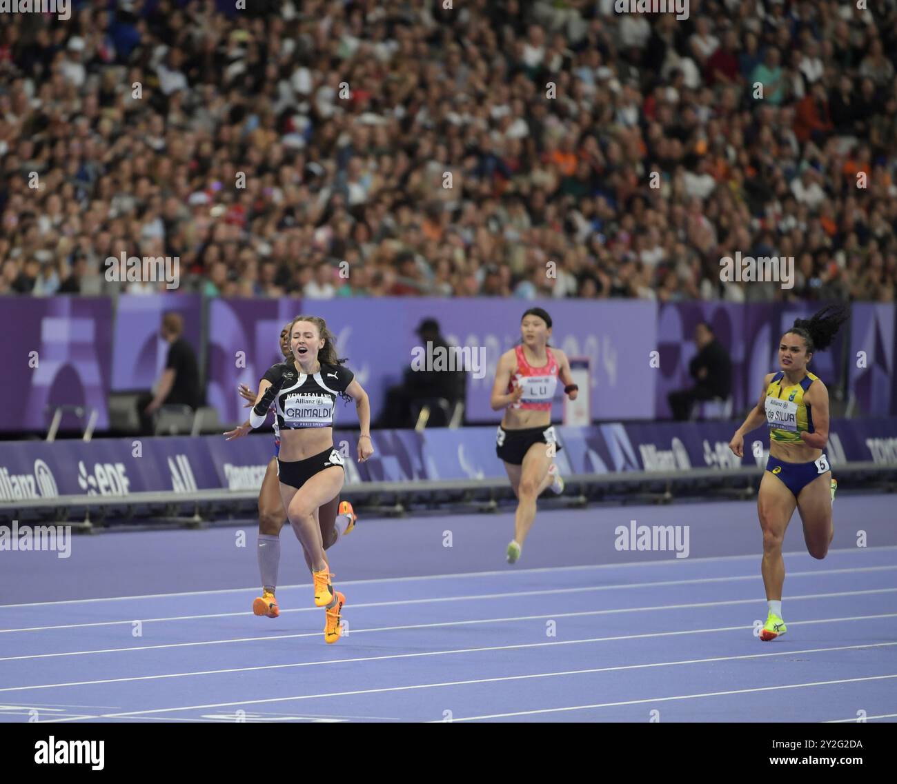 Anna Grimaldi of New Zealand competing in the women’s 200m T47 race at ...