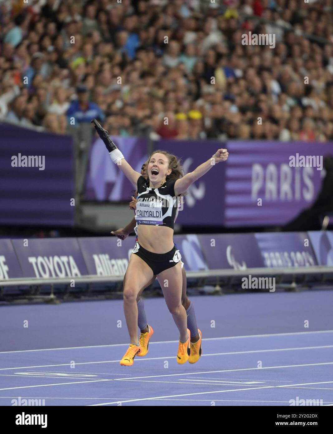 Anna Grimaldi of New Zealand competing in the women’s 200m T47 race at ...