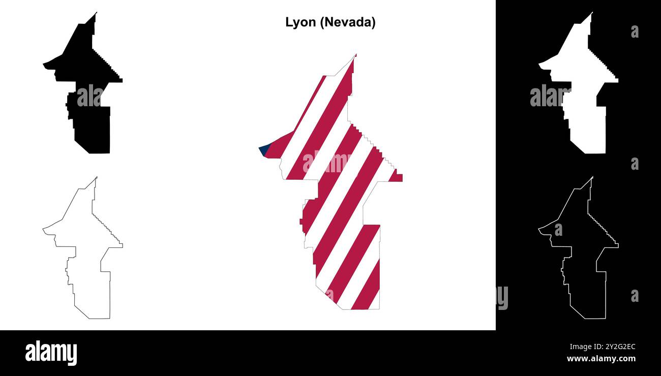 Lyon County (Nevada) outline map set Stock Vector Image & Art - Alamy