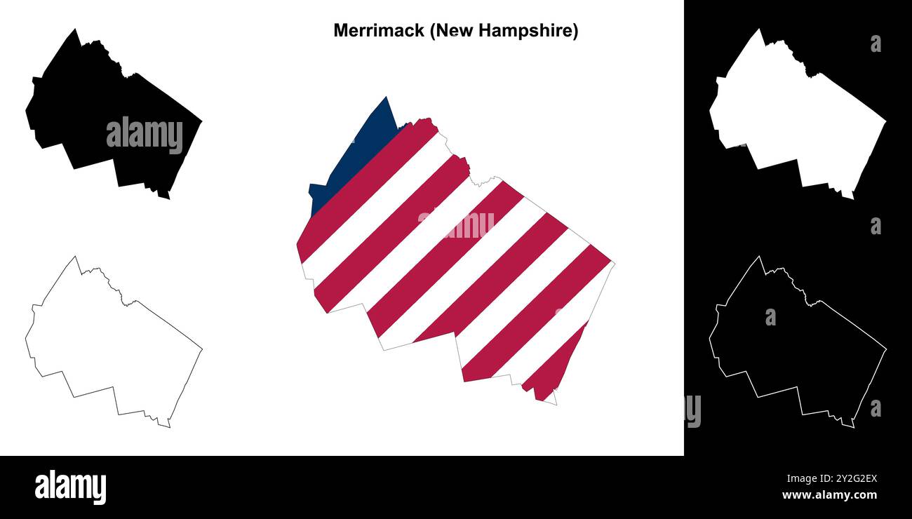 Merrimack County (New Hamshire) outline map set Stock Vector Image ...