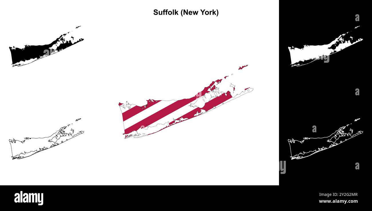 Suffolk County (New York) outline map set Stock Vector Image & Art - Alamy