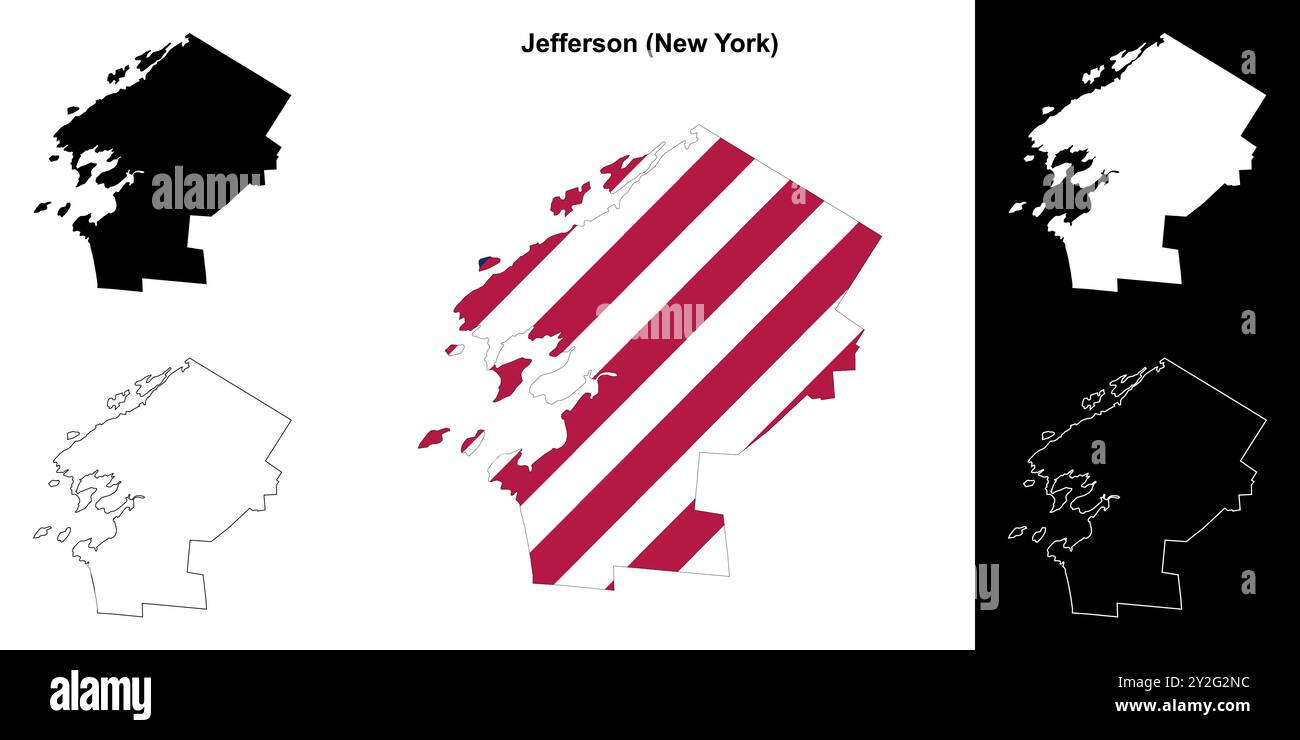 Jefferson County (New York) outline map set Stock Vector Image & Art ...