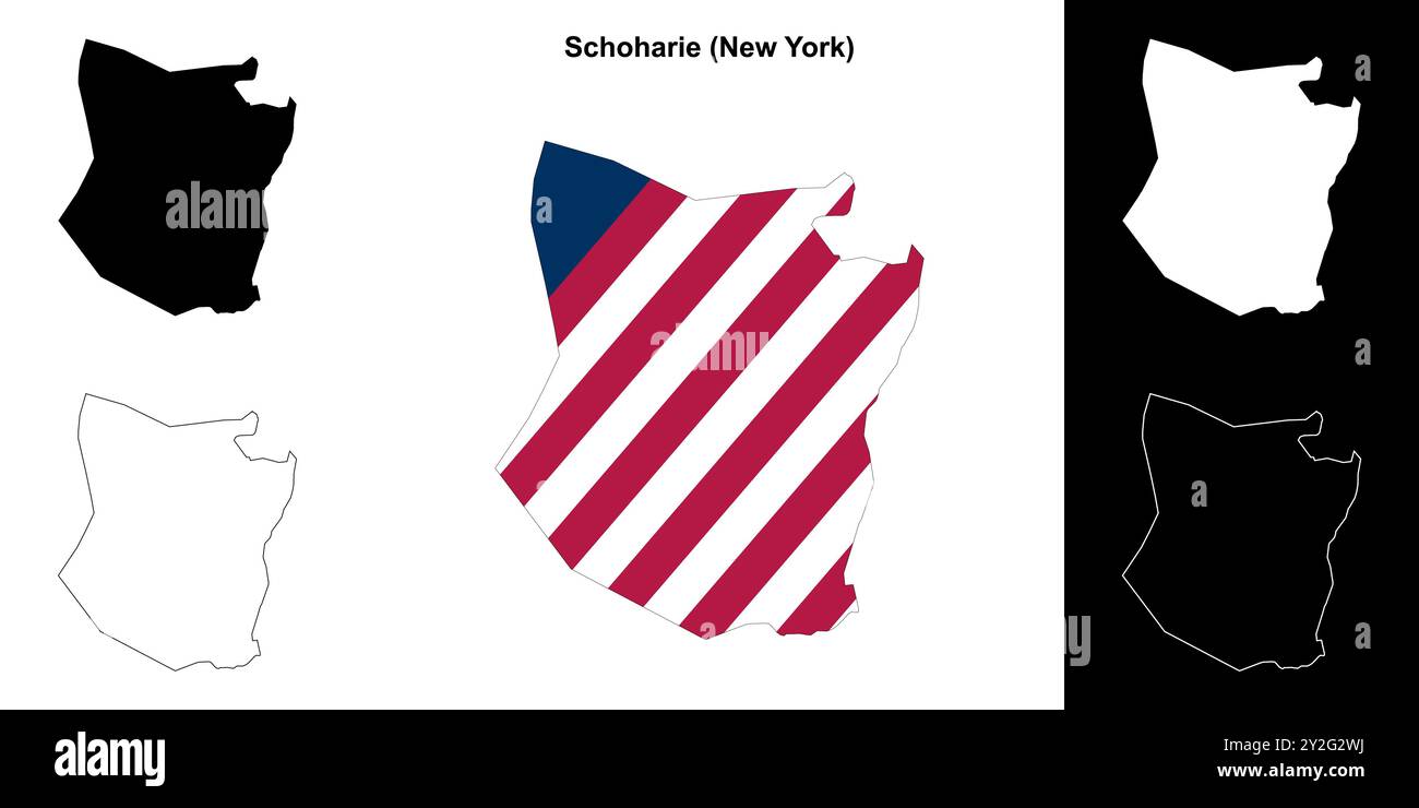 Schoharie County (New York) outline map set Stock Vector Image & Art ...