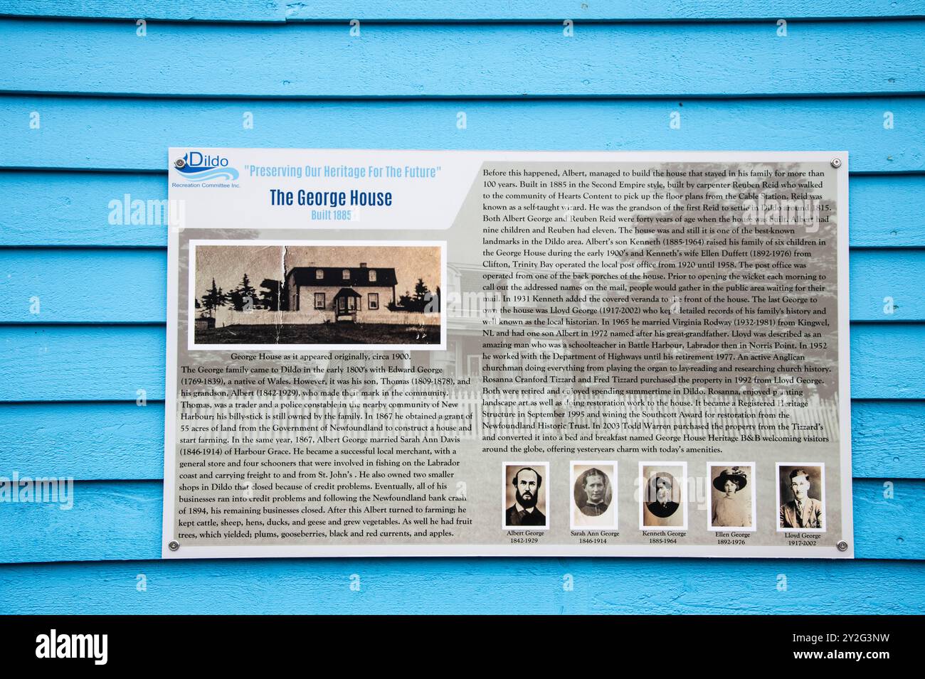 Information sign on the history of George House Heritage bed and ...
