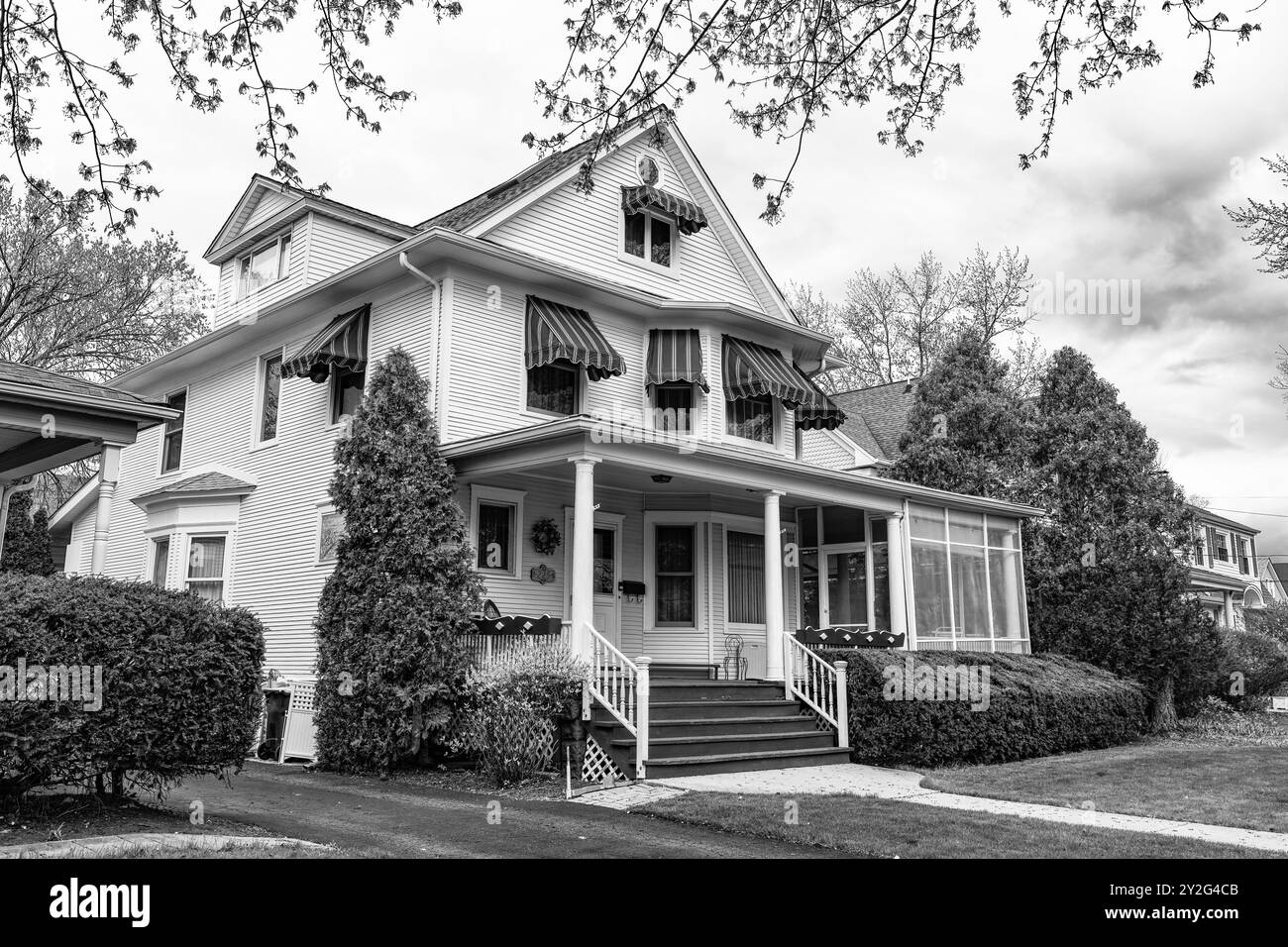 Architecture concept. suburban neighborhood. cottage house in ...