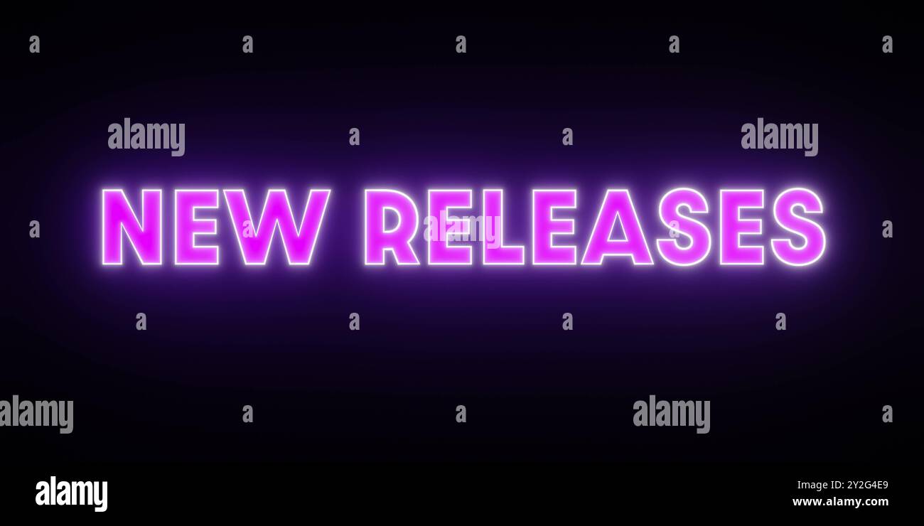 New Releases New Releases, text illuminated in purple and white ...