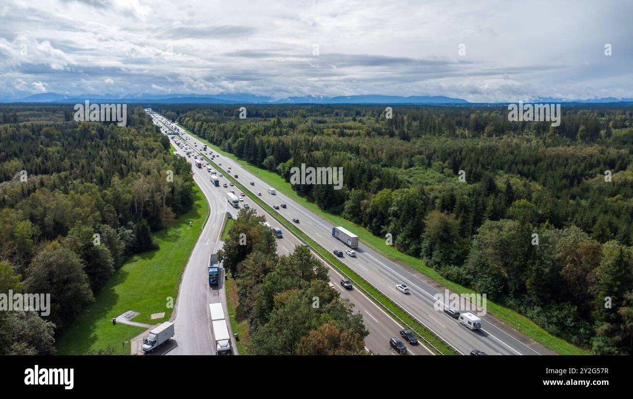 Bavaria, Germany - September 9, 2024: Traffic jam on the highway in ...