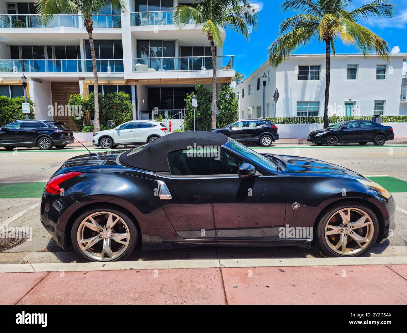 Miami Beach, Florida USA - June 8, 2024: 2010 Nissan 370Z roadster ...