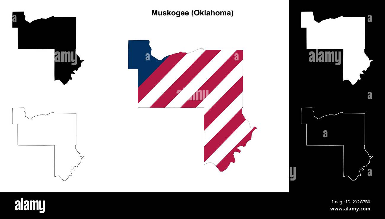 Muskogee County (Oklahoma) outline map set Stock Vector Image & Art - Alamy