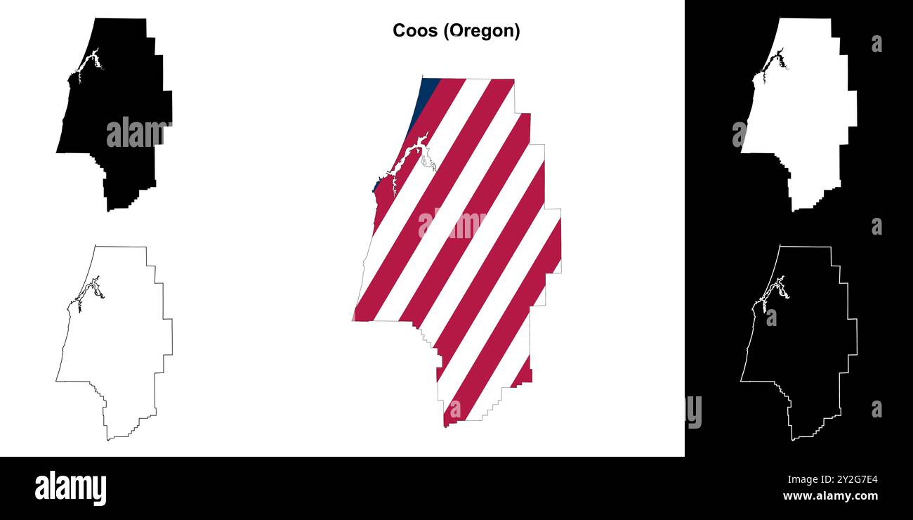 Coos County (Oregon) outline map set Stock Vector Image & Art - Alamy