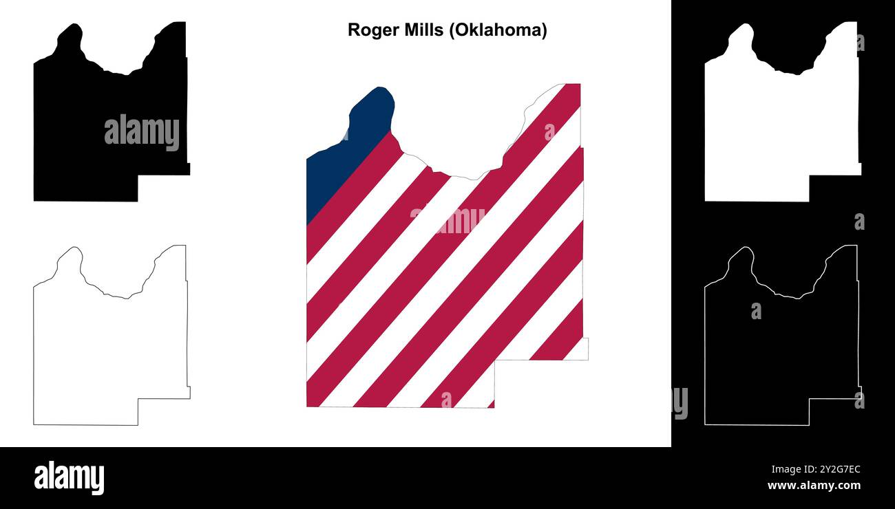 Roger Mills County (Oklahoma) outline map set Stock Vector Image & Art ...