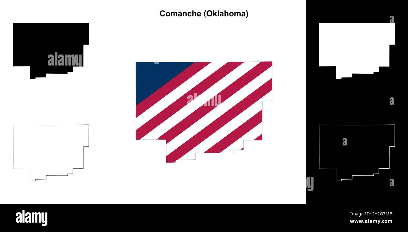 Comanche County (Oklahoma) outline map set Stock Vector Image & Art - Alamy