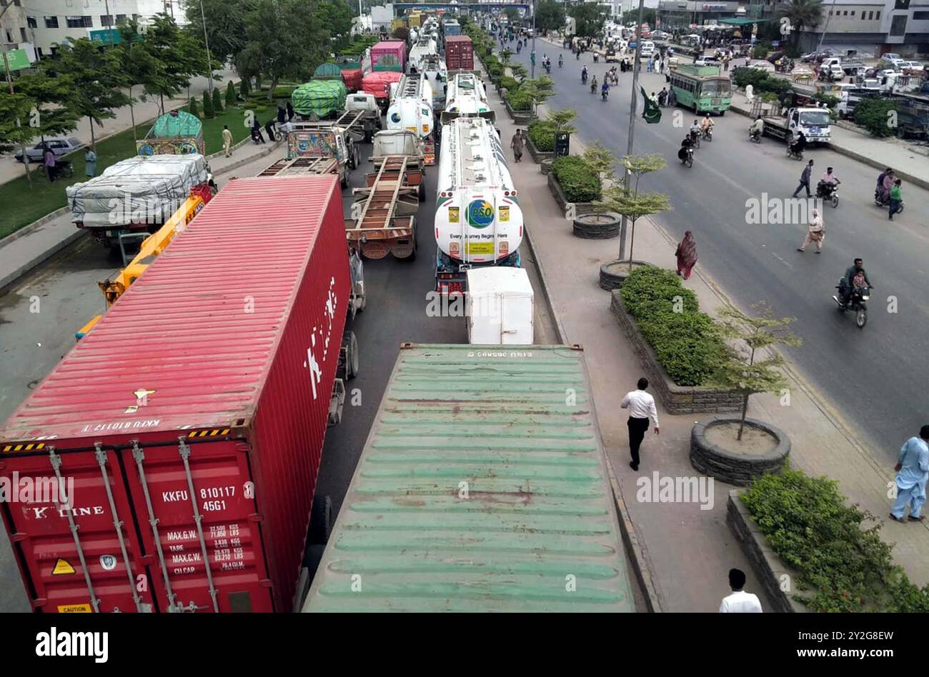 A large numbers of vehicles stuck in traffic jam during protest ...