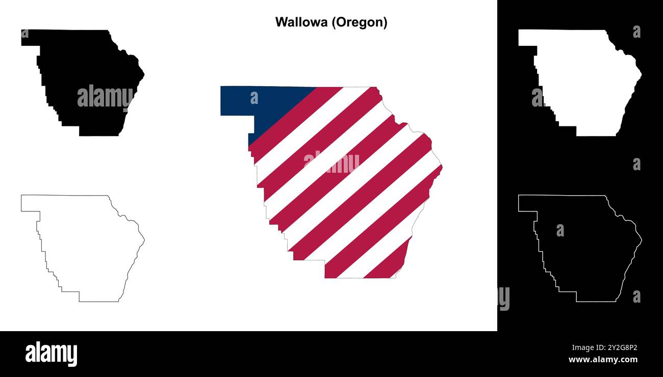 Wallowa County (Oregon) outline map set Stock Vector Image & Art - Alamy