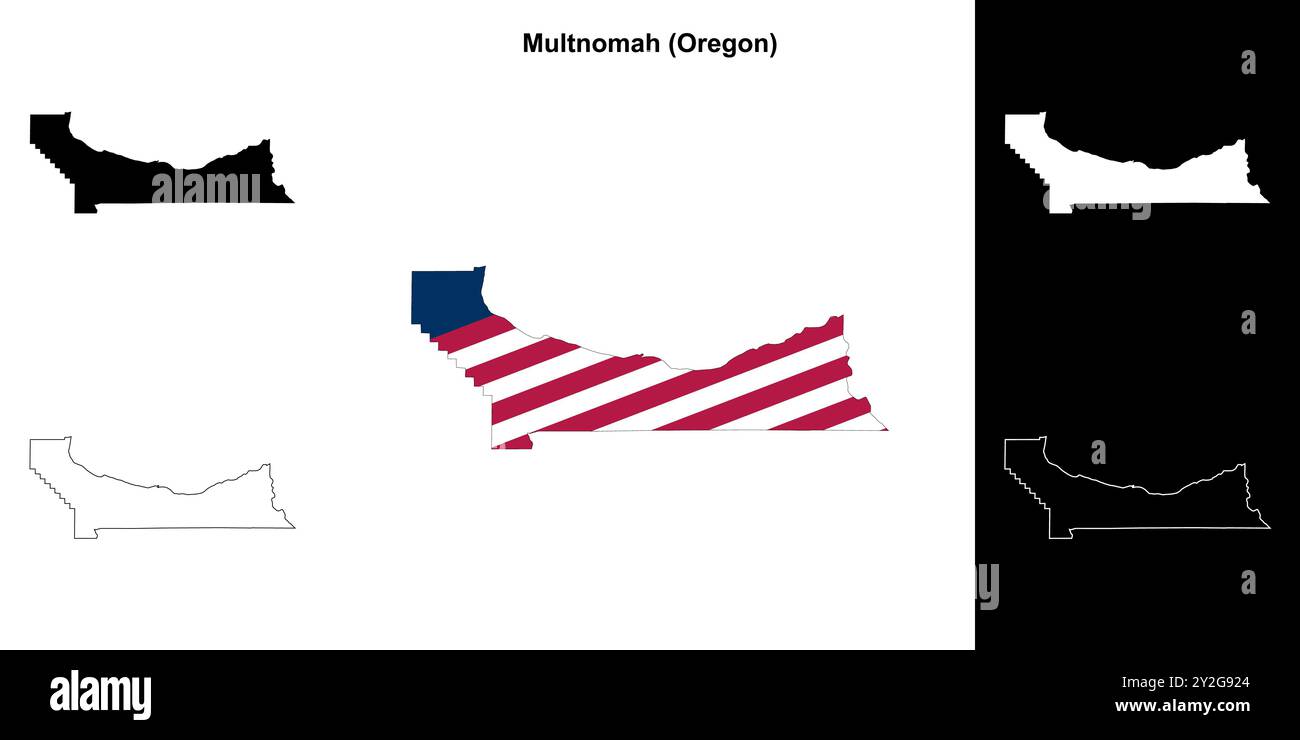 Multnomah County (Oregon) outline map set Stock Vector Image & Art - Alamy