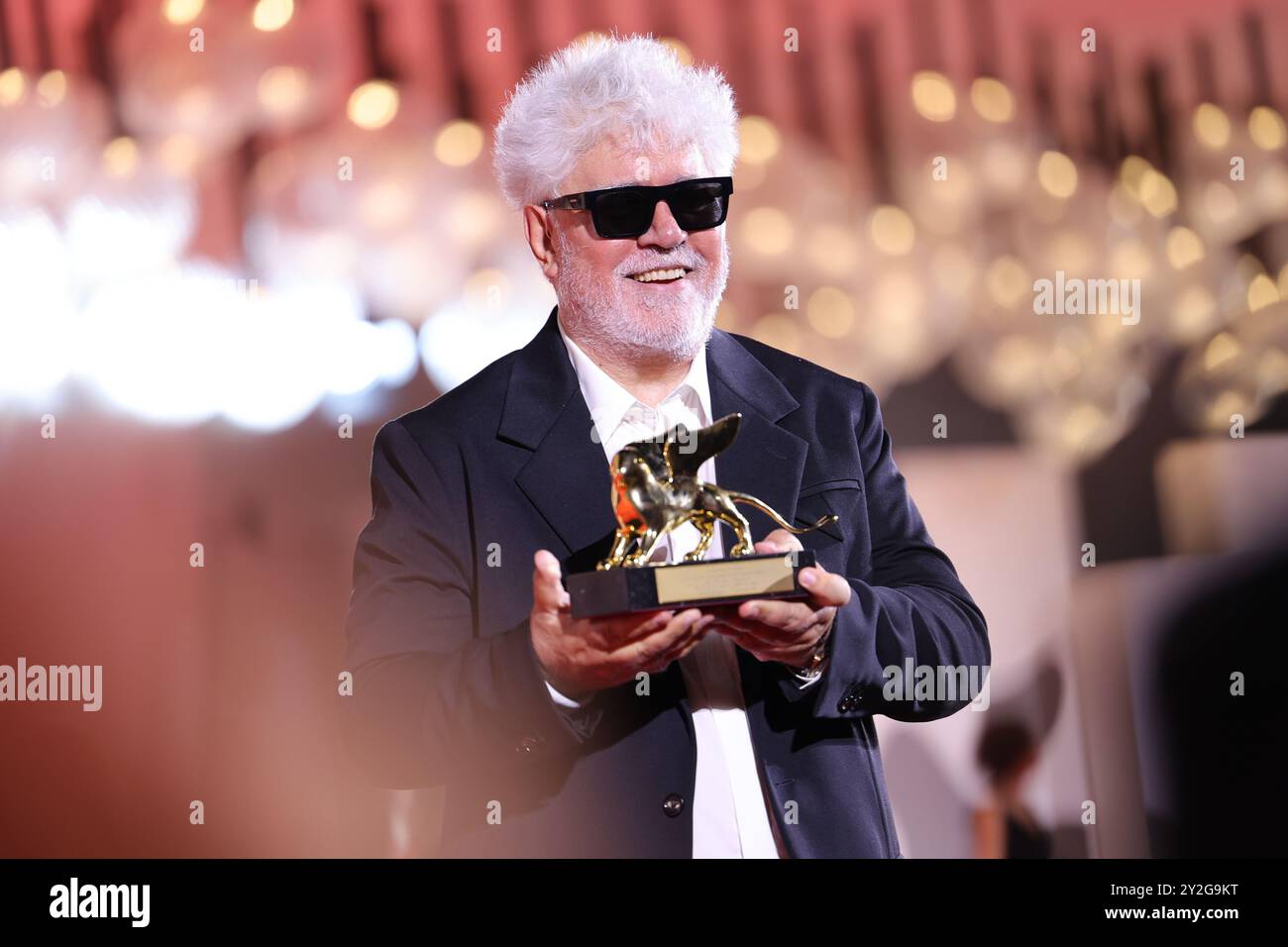VENICE, ITALY - SEPTEMBER 07: Pedro Almodovar poses with the Golden ...