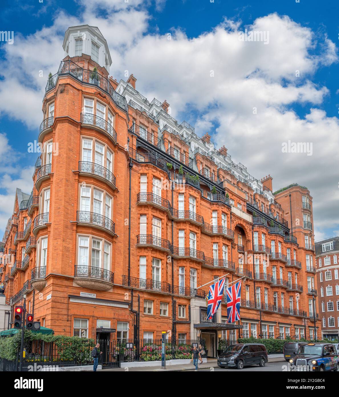 The Davies Street entrance to Claridges Hotel, Mayfair, London, England ...