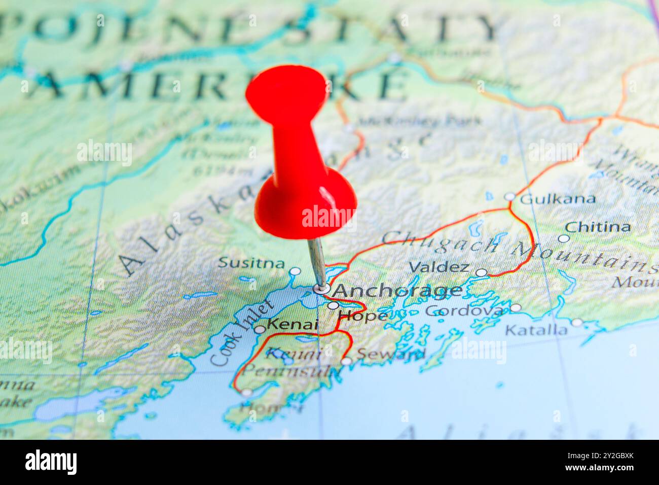 Alaska road map hi-res stock photography and images - Alamy