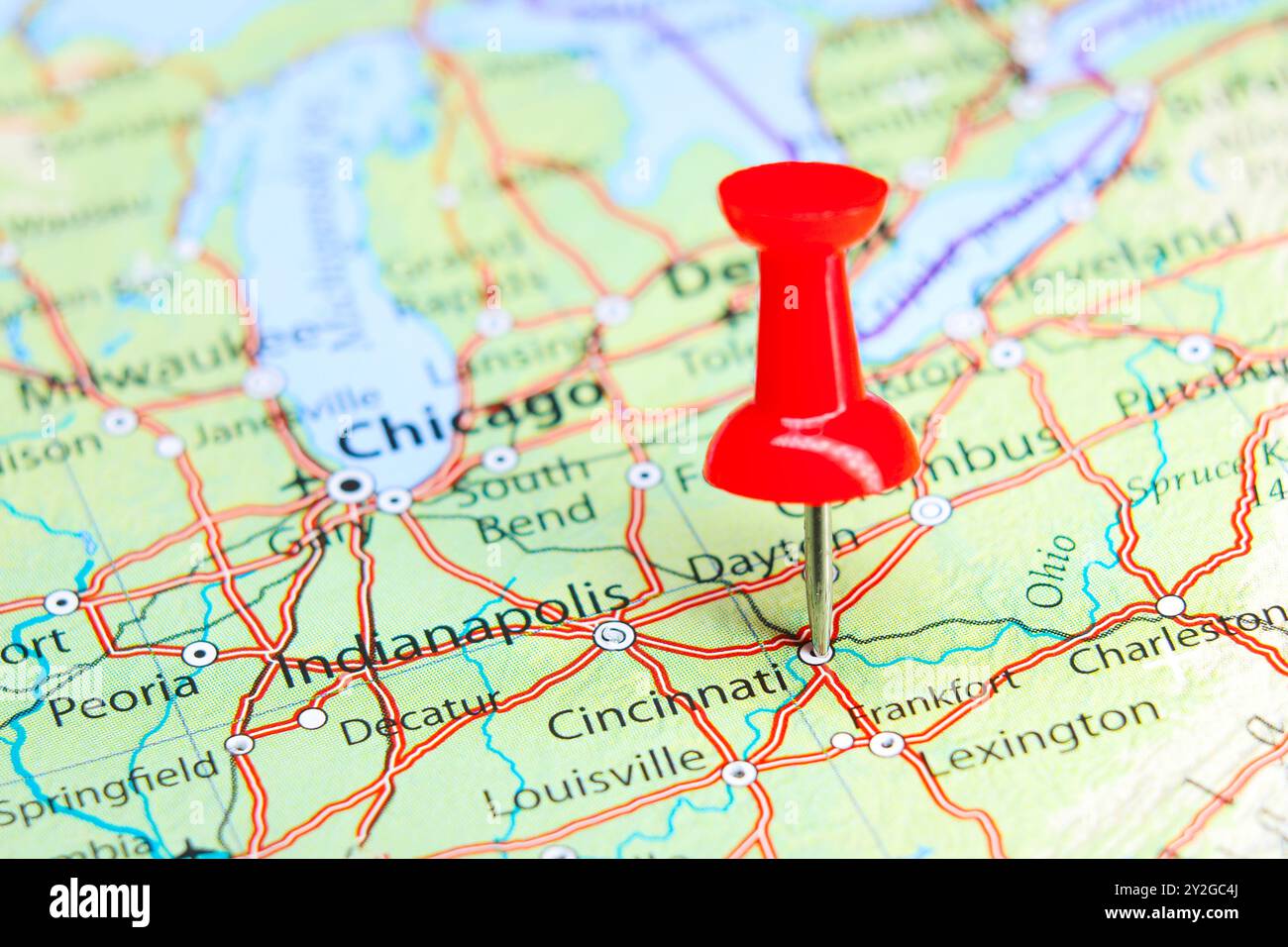 Cincinnati, Ohio pin on map Stock Photo - Alamy
