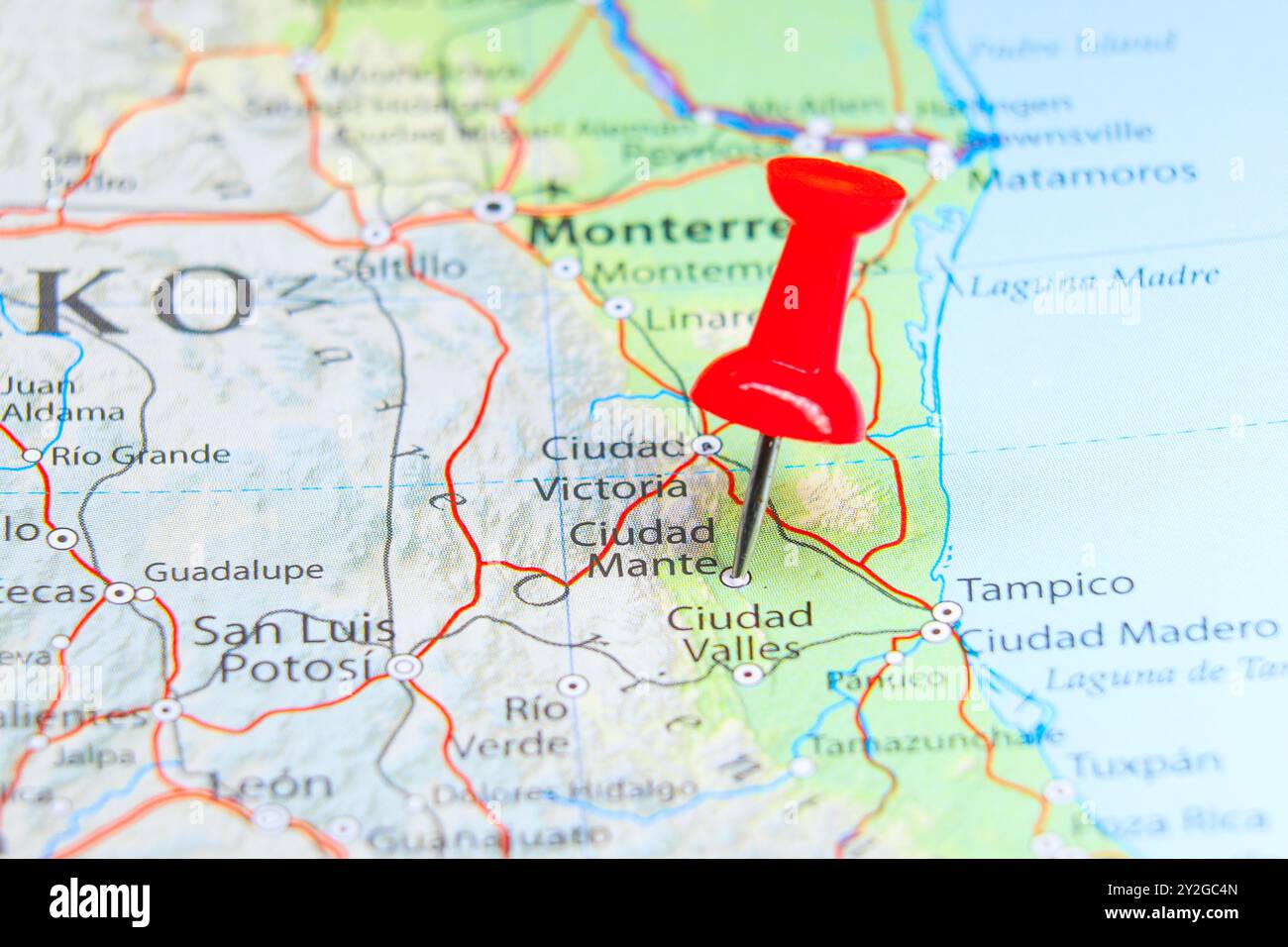 Ciudad Mante, Mexico pin on map Stock Photo - Alamy