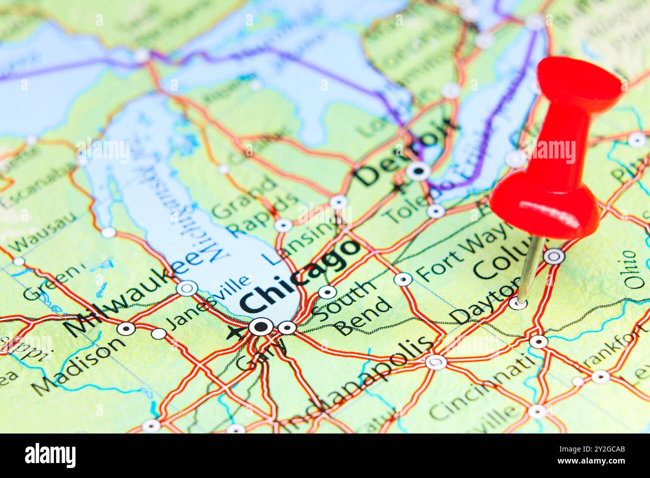 Dayton, Ohio pin on map Stock Photo - Alamy