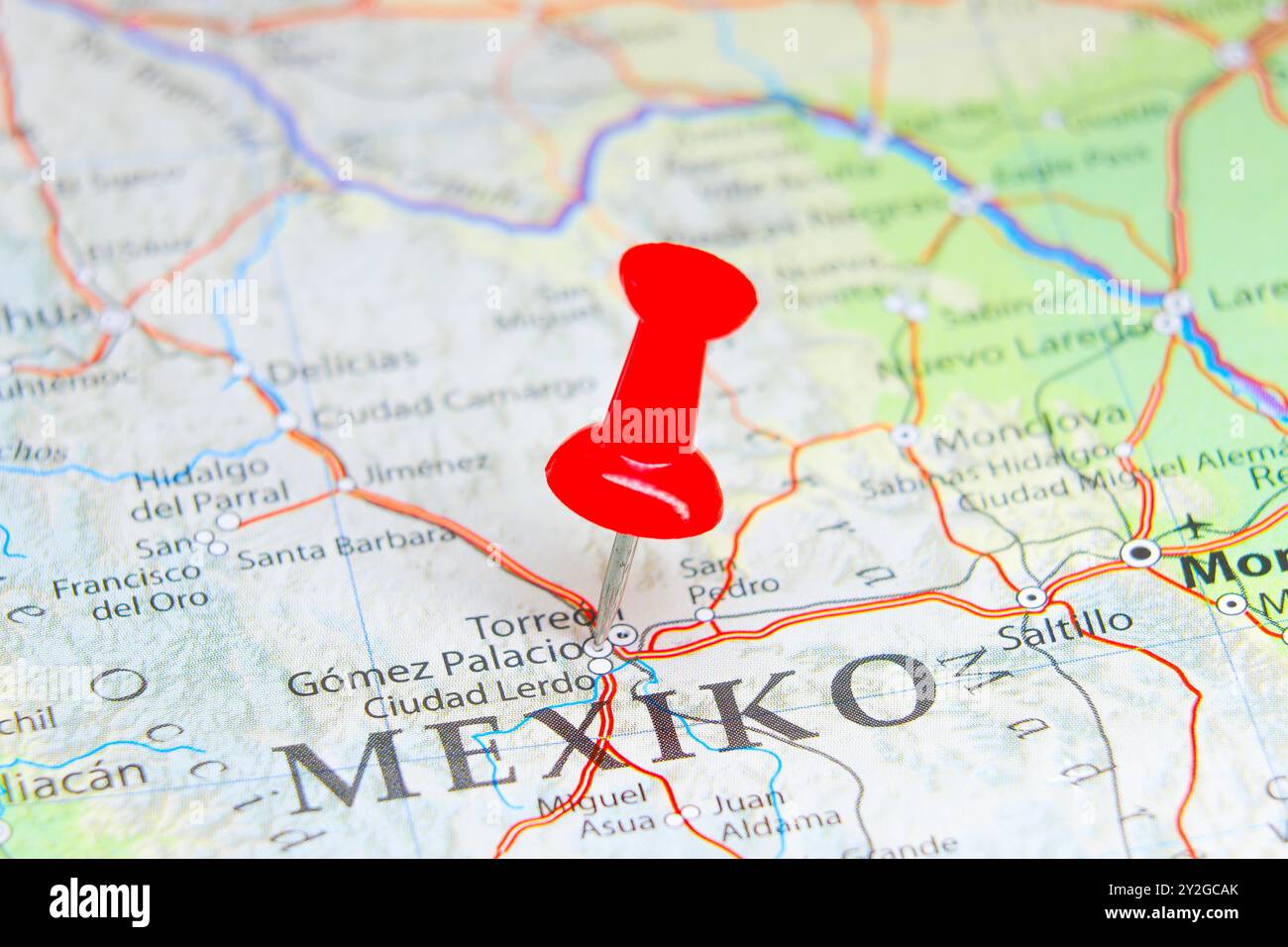 Gomez Palacio, Mexico pin on map Stock Photo - Alamy