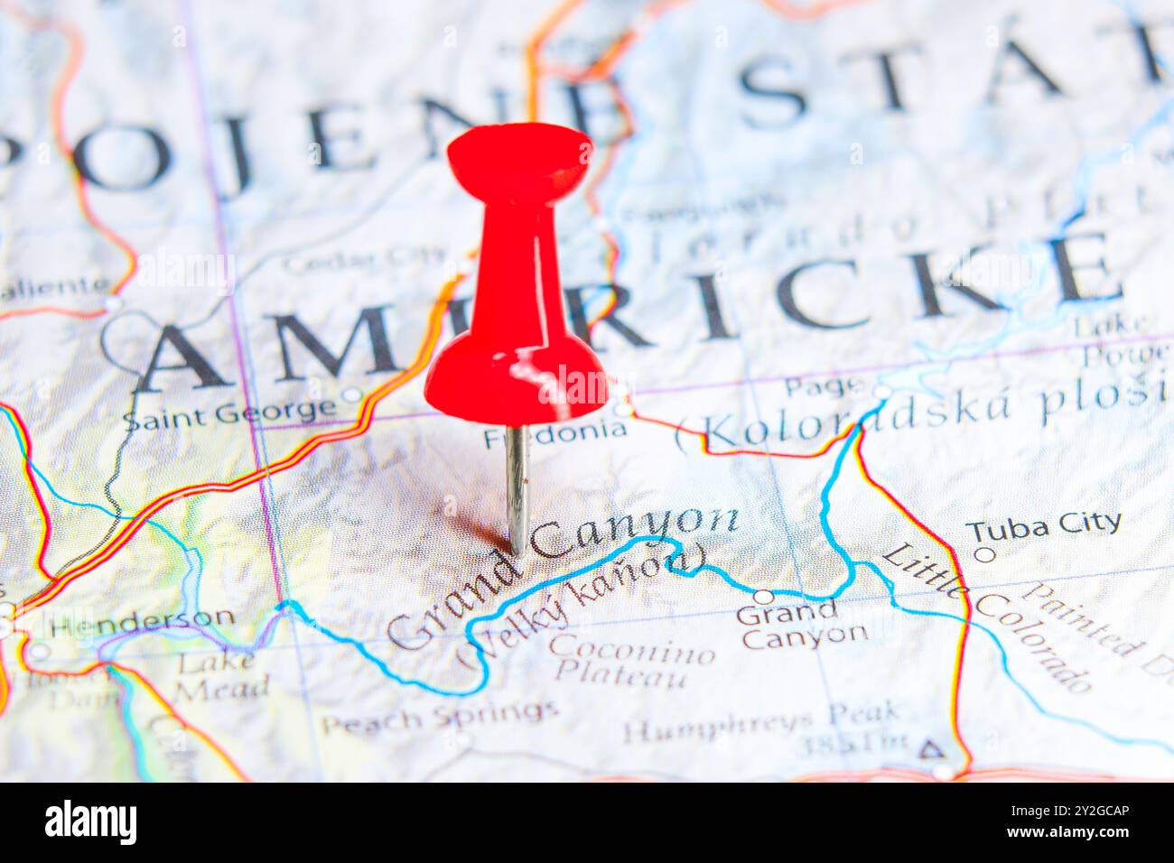 Grand Canyon, Utah pin on map Stock Photo - Alamy