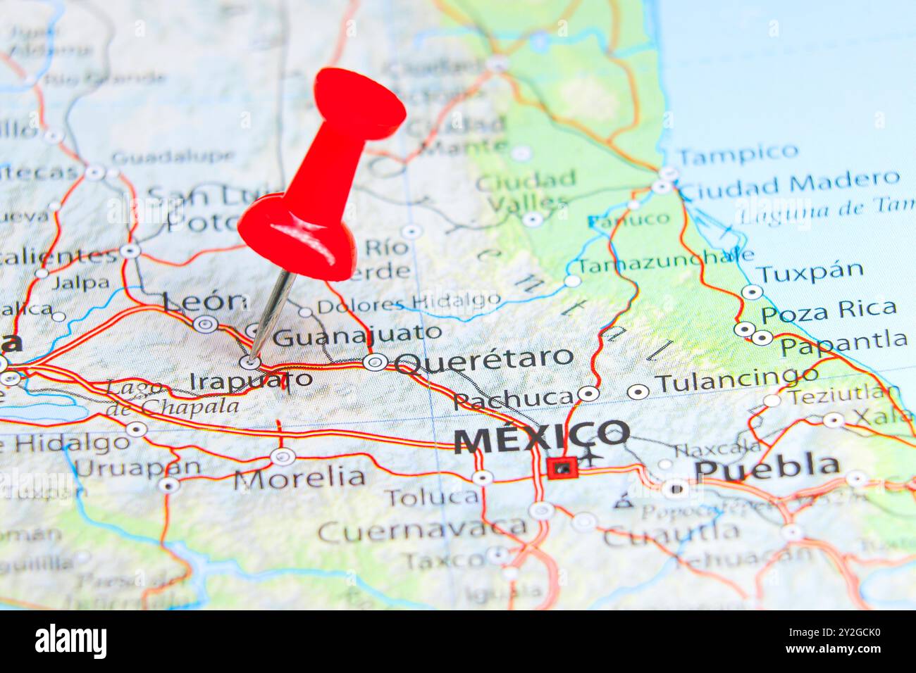 Irapuato, Mexico pin on map Stock Photo - Alamy