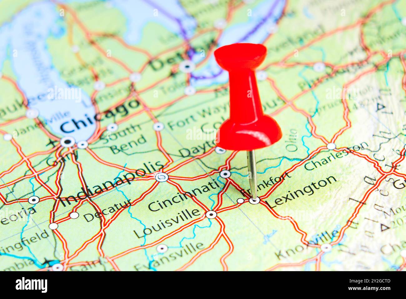Lexington, Kentucky pin on map Stock Photo - Alamy