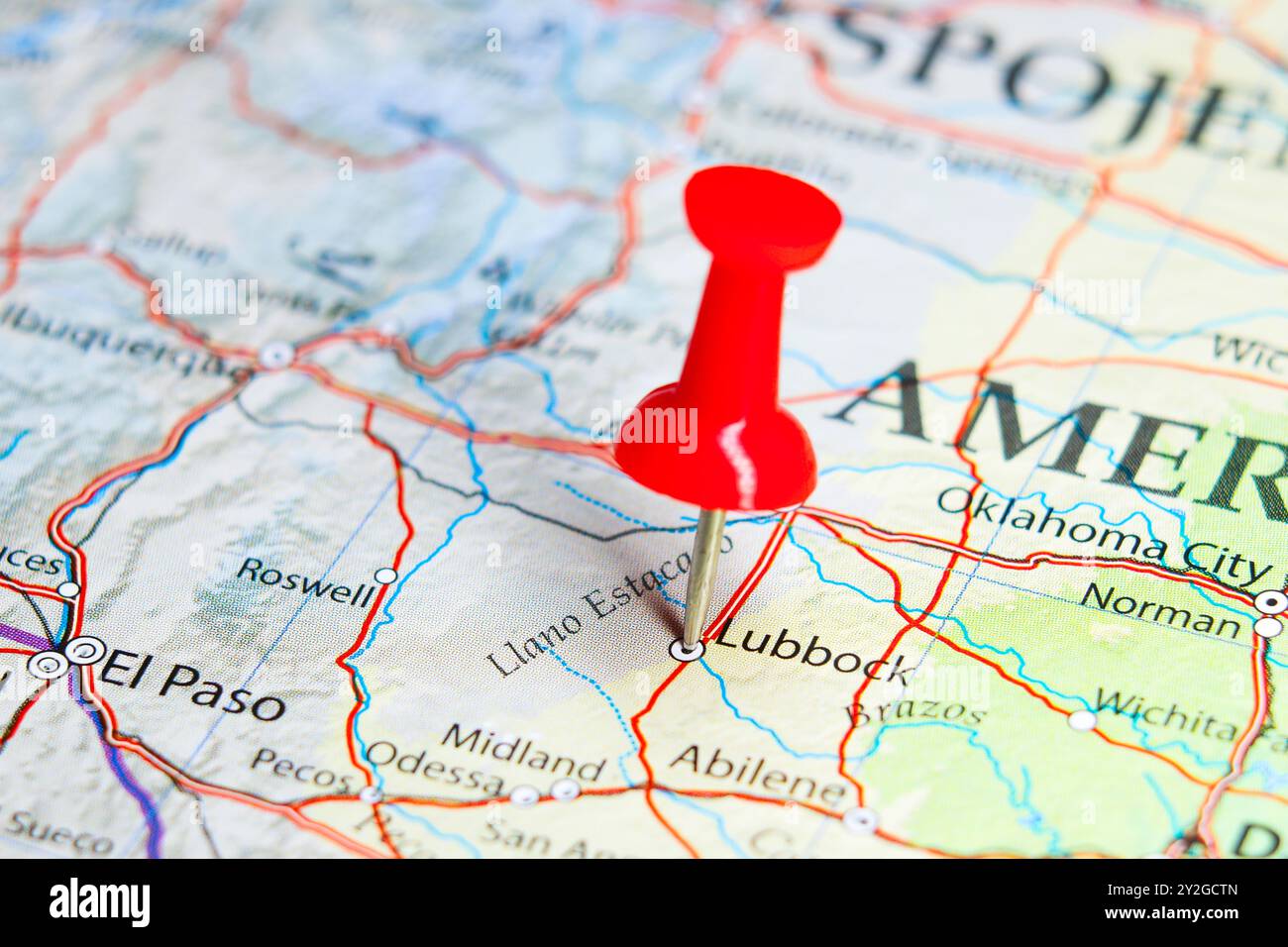 Lubbock, Texas pin on map Stock Photo - Alamy