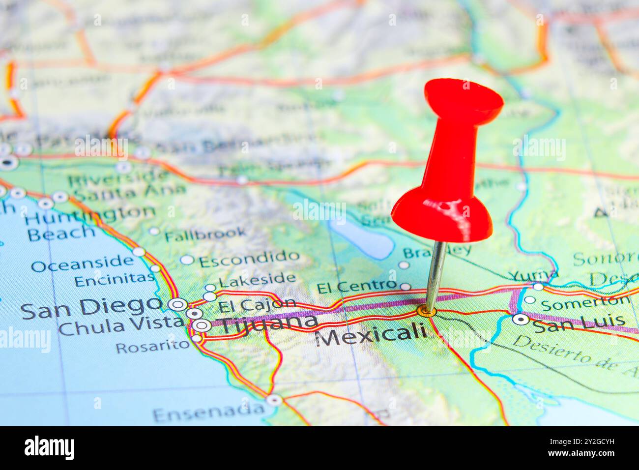 Mexicali, Mexico pin on map Stock Photo - Alamy