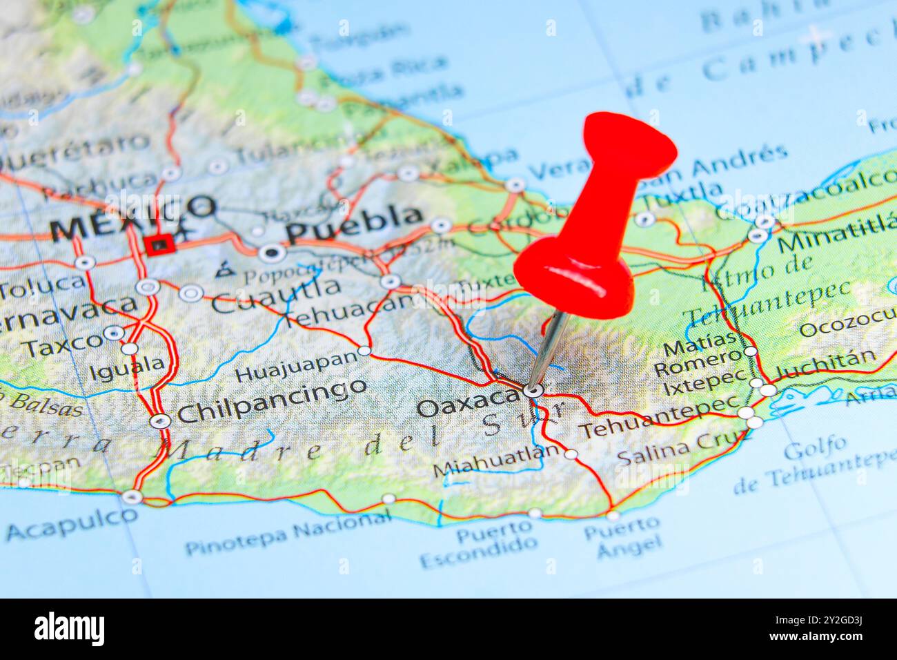 Oaxaca, Mexico pin on map Stock Photo - Alamy