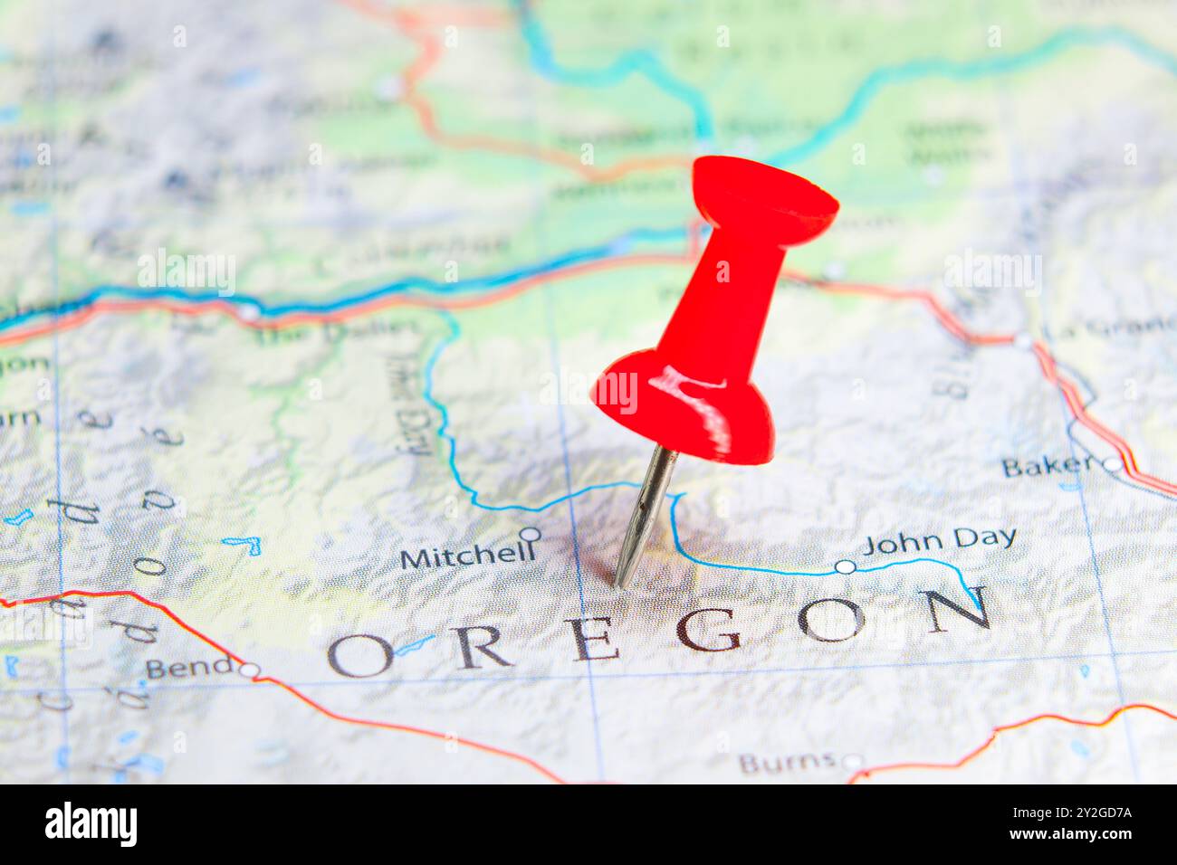 Oregon state, USA pin on map Stock Photo - Alamy