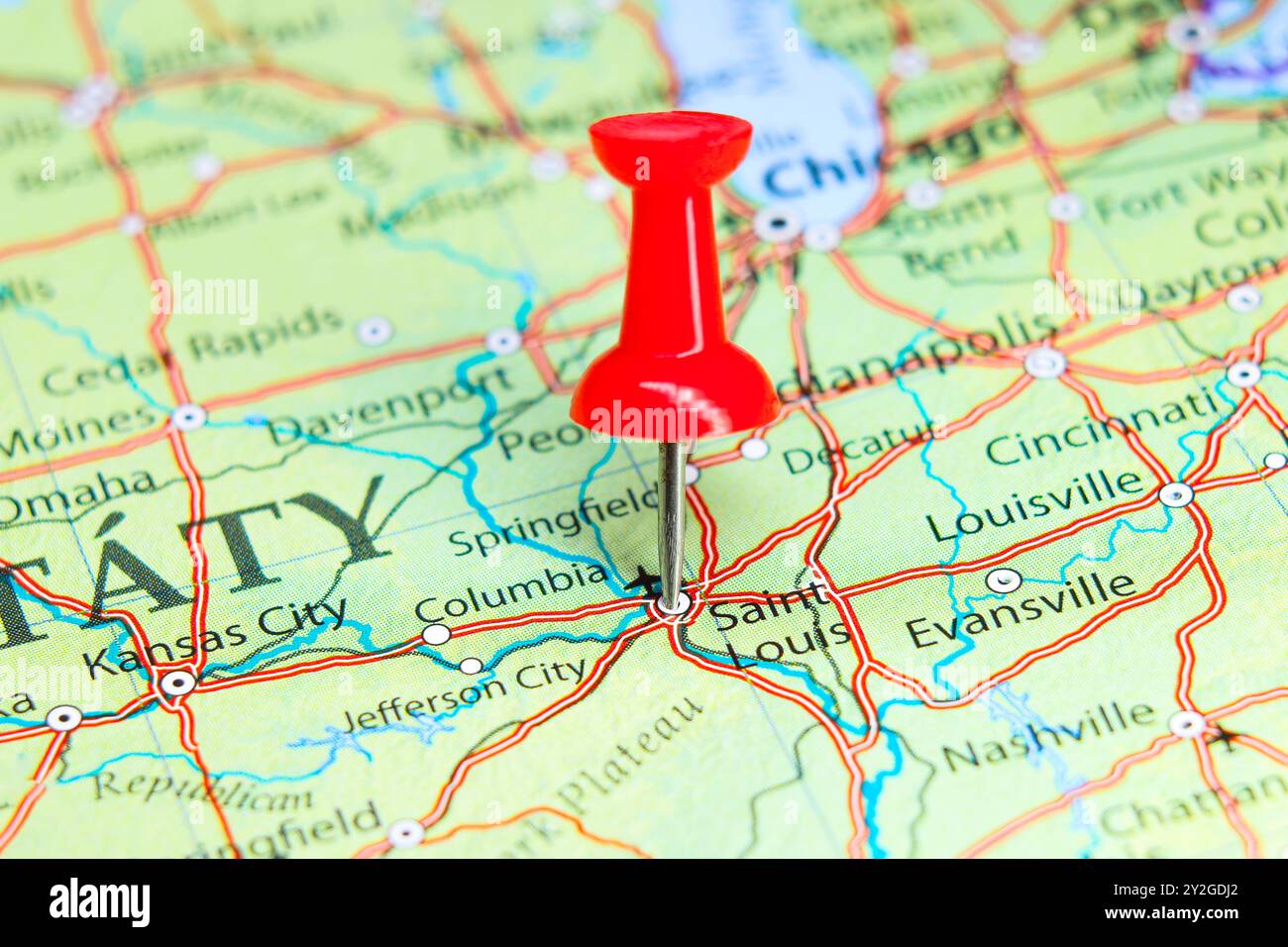 Saint Louis, Missouri pin on map Stock Photo - Alamy