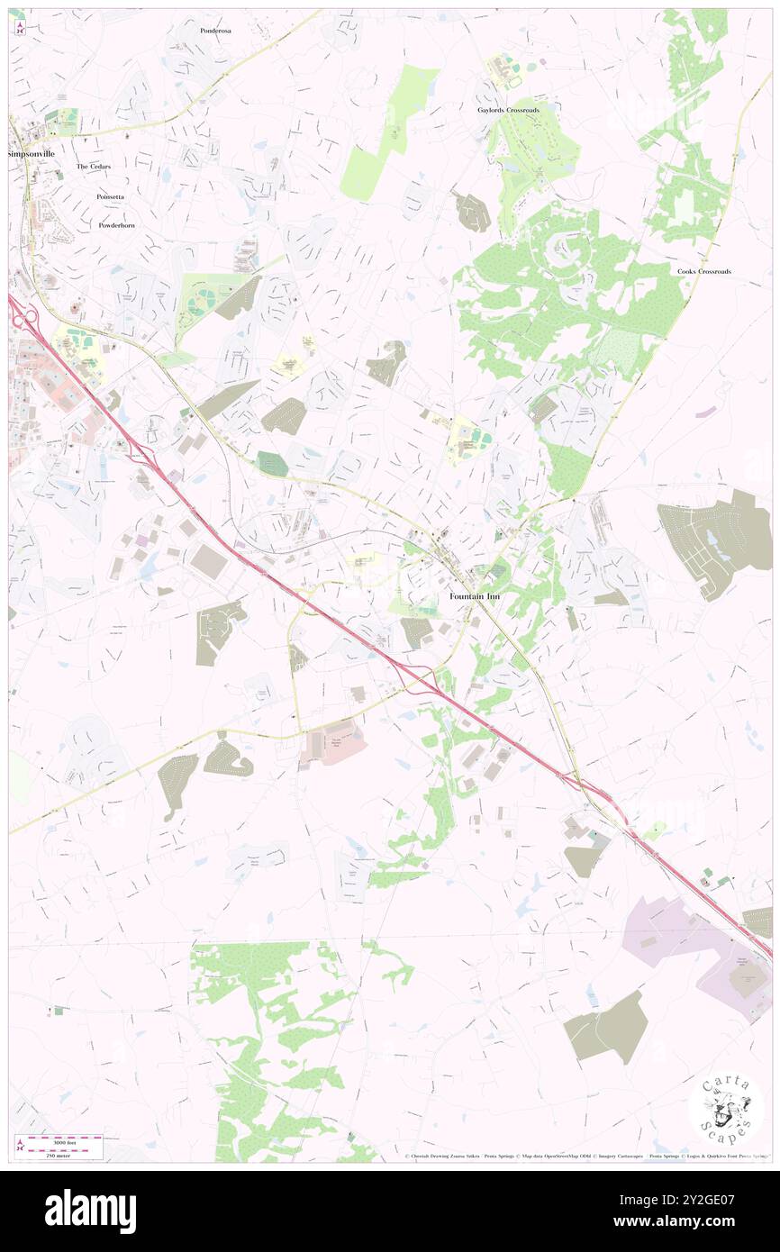 Map of fountain inn Cut Out Stock Images & Pictures - Alamy