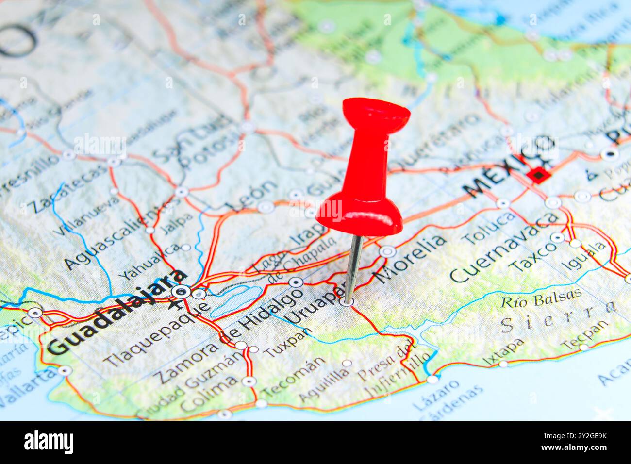 Urapan, Mexico pin on map Stock Photo - Alamy