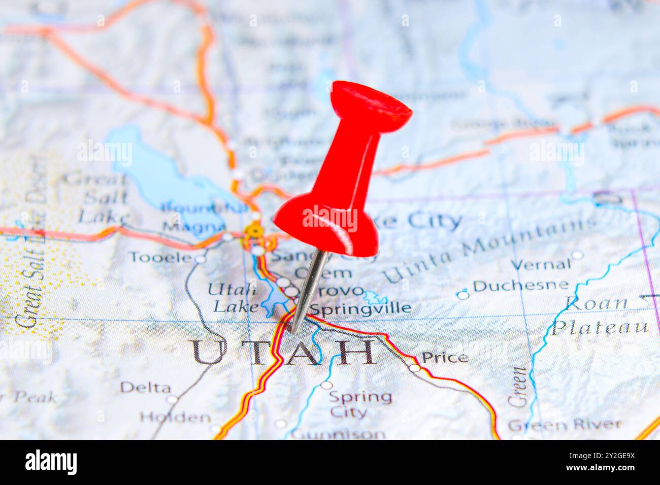 Utah state, USA pin on map Stock Photo - Alamy